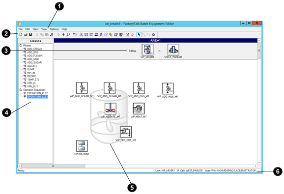 FactoryTalk Batch Equipment Editor interface