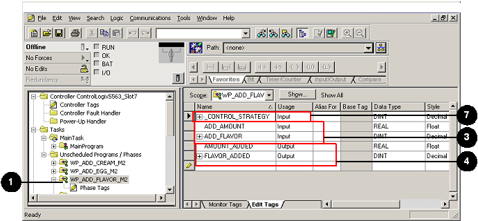 Results of creating equipment phases in a project by synchronizing