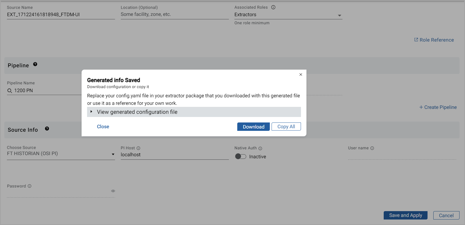 Register an FactoryTalk Historian (OSI PI) Extractor