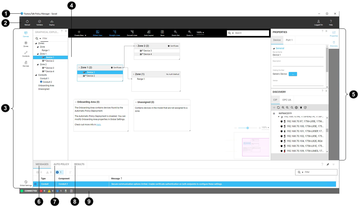 FactoryTalk Policy Manager interface