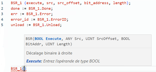 BSR (déplacement à droite à droite de bits)