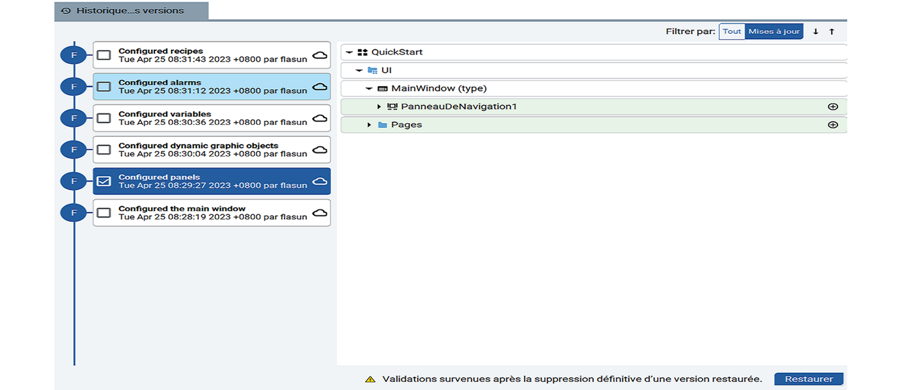 Enregistrer et valider les modifications