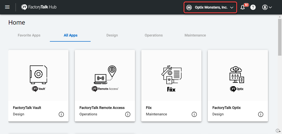 Rejoindre ou créer une organisation FactoryTalk Hub